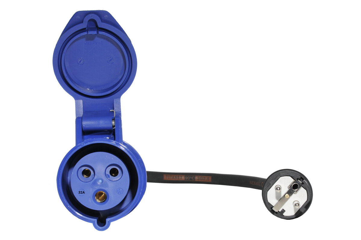 Premium adapter SCHUKO - CEE 3-pin | 1 phase | 32A | 3,6kW | 0,5m